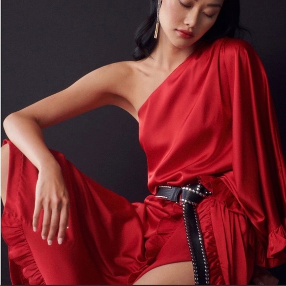 Anthropologie | Dresses | Anthropologie Hutch One Shoulder Ruffle Maxi ...